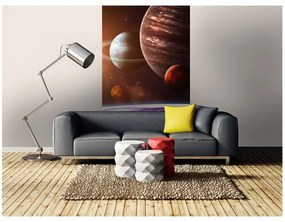 DIMEX | Dětská vliesová fototapeta na zeď Sluneční soustava MS-2-0188  | 150 x 250 cm | fialová, hnědá, oranžová