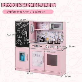Costway Kuchyňka na hraní Kuchyňka hrací sada pro batolata s prkénkem, růžový
