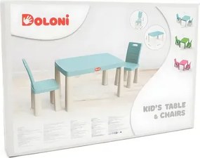 DOLONI Plastový stolek s židlemi modro-bílý / Nastavitelná židle / 83