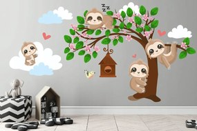 Úžasná nálepka na zeď zamilované lenochody 80 x 160 cm