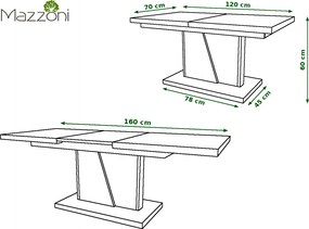 NOIR bílý, rozkládací, konferenční stůl, stolek