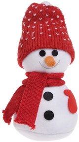 sněhulák v pletené čepici 22 cm - červená