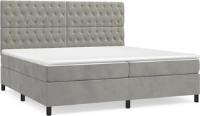 Box spring postel s matrací světle šedá 200x200 cm samet 3143223