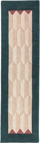 Ručně tkaný vlněný běhoun v přírodní barvě/zelenomodrý 60x230 cm Apex Border Wool – Flair Rugs