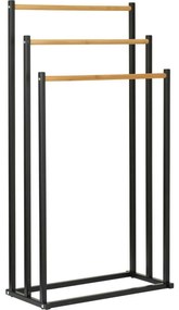 Kovový stojan na ručníky Bambus 45 × 23 × 85 cm, černá