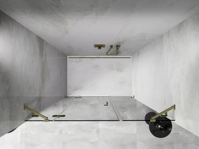 Mexen Lunar, levé otočné sprchové dveře 135 cm, 8mm čiré sklo, zlatý matný profil, 834S-135-050-55-00-L