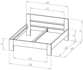 HP-Nábytek Dvoulůžková postel Porto premium 180 ROZMĚR: 180 x 200 cm