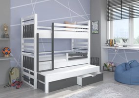 Třílůžková patrová postel s matracemi HIPPO 180x80