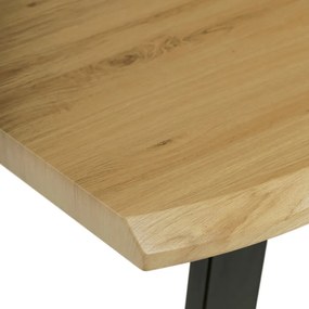 Stůl jídelní, MDF deska, kovová nohy ve tvaru U, dekor divoký dub, černý matný lak (160 x 90) cm