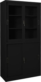 vidaXL Kancelářská skříň posuvné dveře 90x40x180 cm ocel [335962] Barva: Černá