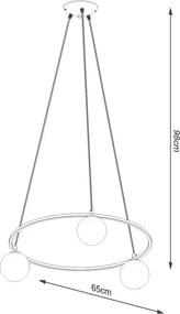 Bílé/černé závěsné svítidlo se skleněným stínidlem Umerta – Sollux