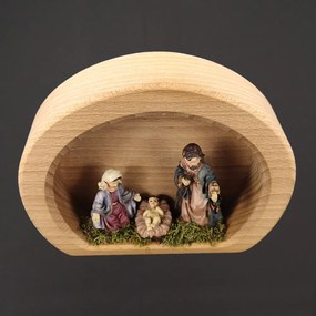 AMADEA Dřevěný betlém ve tvaru polokoule s figurkami, masivní dřevo, 17 x 13 x 4,5 cm, český výrobek