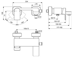 Ideal Standard Edge - Vanová baterie nástěnná, Chrom A7121AA