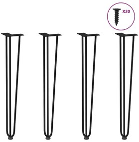 vlásenkové nohy pro konzolové stolky 4 ks černé 72 cm masivní ocel