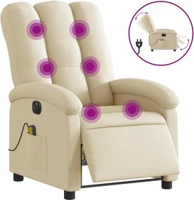 Elektrické masážní polohovací křeslo krémové textil 3204089