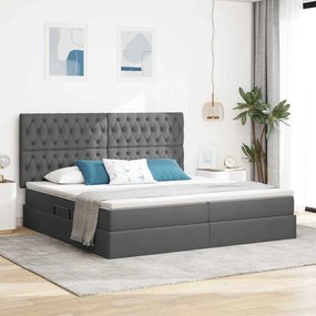 Postel s úložným prostorem a matrací Tmavě šedá 200 x 200 cm 3371866