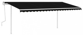 Ručně zatahovací markýza se sloupky 450x300 cm Dekorhome Antracit