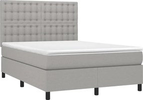 Box spring postel s matrací a LED světle šedá 140x200 cm textil 3135197