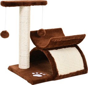 PawHut Malý Škrábací Stromek pro Kočky s Hračkou Hnědý L40 x Š30 x V43 cm