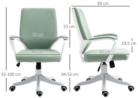 Kancelářská židle Vinsetto ergonomická s houpací funkcí čalouněná 360° otočná kolečka polyester zelená 62x69x92-100cm | Aosom.de