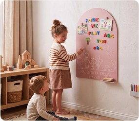 Samolepící magnetická fólie na zeď ve tvaru oblouku 100 × 80 cm - béžová
