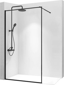 Rea - Bler sprchová zástěna 100x195cm, 8mm sklo, čiré sklo/černý profil, REA-K7634