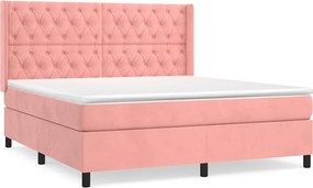 Box spring postel s matrací růžová 160x200 cm samet 3132872
