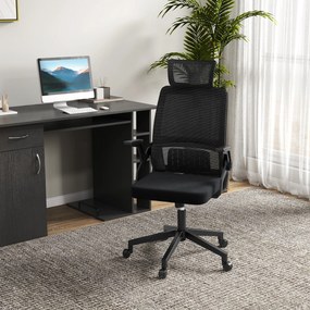 Ergonomická kancelářská židle Vinsetto, židle k psacímu stolu s nastavitelnou opěrkou hlavy, výškově nastavitelné područce, počítačová židle s funkcí…