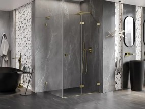 Mexen Lunar-F L, sprchový kout pravý 90 x 80 cm, 8mm čiré sklo, zlatý profil, 836L-090-080-50-00-P