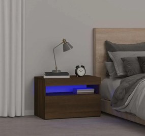 vidaXL Noční stolek s LED osvětlením 60x35x40 kompozitní dřevo [3082782] Barva: hnědý dub