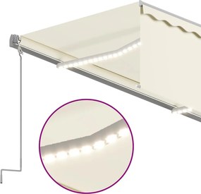 Automatická markýza roleta LED a senzor větru 3,5x2,5 m krémová 3069412