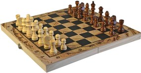 _Ostatní 1_ DŘEVO Hra Šachy Dáma Backgammon 30x30cm 3v1 *SPOLEČENSKÉ HRY* 03963