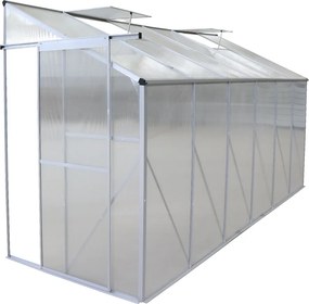 Zahradní skleník ke stěně, polykarbonát, 122x374x199 cm, MABON TYP 4