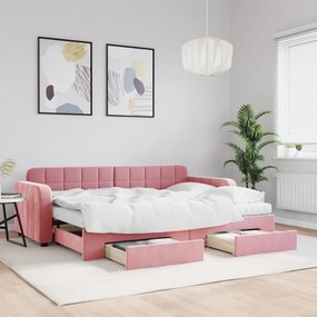 Válenda s přistýlkou a zásuvkami růžová 80 x 200 cm samet 3196997