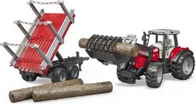 Bruder 02046 Massey Ferguson 7480 s čelním nakladačem a přepravníkem d