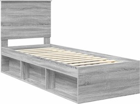 Rám postele s čelo Šedá Sonoma 75 x 190 cm Masivní borové dřevo 3411078