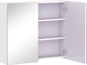 HOMCOM Nástěnná koupelnová skříňka s zrcadlem, 70 x 60 cm, koupelnový nábytek, lékárnička s nastavitelnou policí, bílá