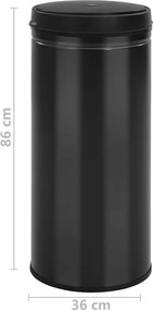 Odpadkový koš s automatickým senzorem 80 l uhlíková ocel černý 322703