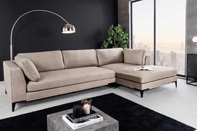 Designová rohová sedačka Sashanique 313 cm taupe samet - pravá