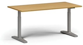 Výškově nastavitelný stůl, elektrický, 675-1325 mm, deska 1600x800 mm, šedá podnož, buk