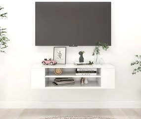 vidaXL Závěsná TV skříňka bílá vysoký lesk 100x30x26,5 cm dřevotříska