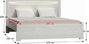 Postel 160x200, jasan bílý, INFINITY I-19 Kondela 0000149933