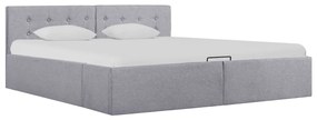 Zvedací rám postele úložný prostor světle šedý textil 160x200cm,  285580