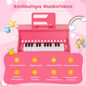 Costway 25 Keys Mini Digital Piano Dětské elektrické piano s nastavitelnou