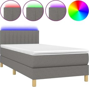 Box spring postel s matrací a LED tmavě šedá 80 x 200 cm textil 3133830