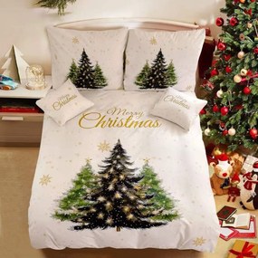 3 dílné 3D povlečení Polycotton Vánoční Christmas gold 200x140cm+90x70cm TiaHome