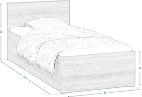 Maxi Postel STELA 90x200 cm, Dub lanýž
