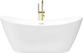Rea Ferrano Slim, volně stojící vana 170x73 cm, bílá, zlatý matný click-clack, KPL-W7330