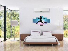 Obraz skákající siluety ženy (125x70 cm)