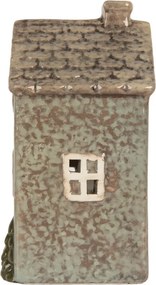 Zelený keramický domek na čajovou svíčku Lamont - 10*8*15 cm